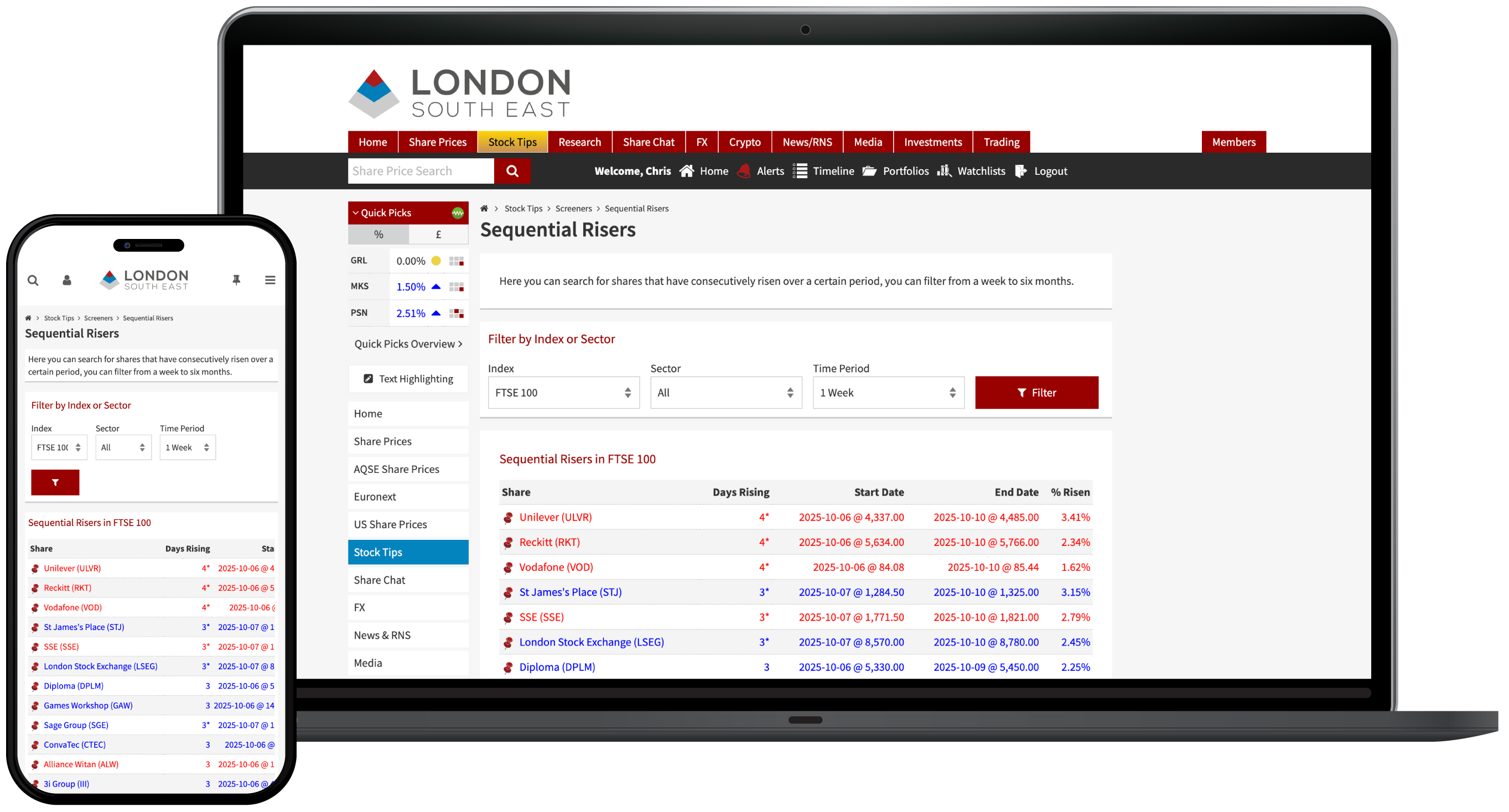 Share Screeners - Find Shares - Stock Tips - London South East